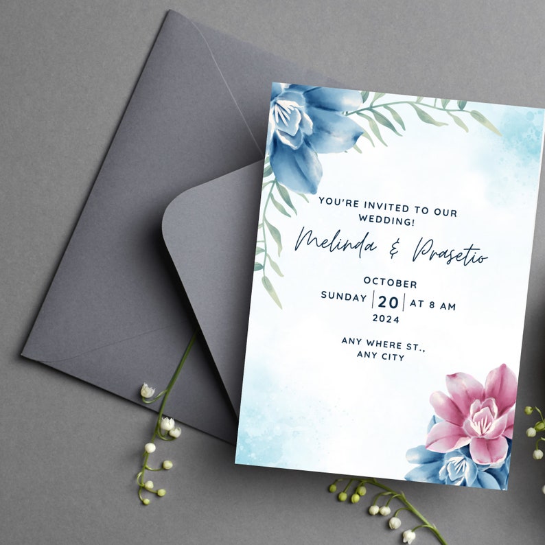 Editable Wedding Invitation Template Modern Wedding - Etsy