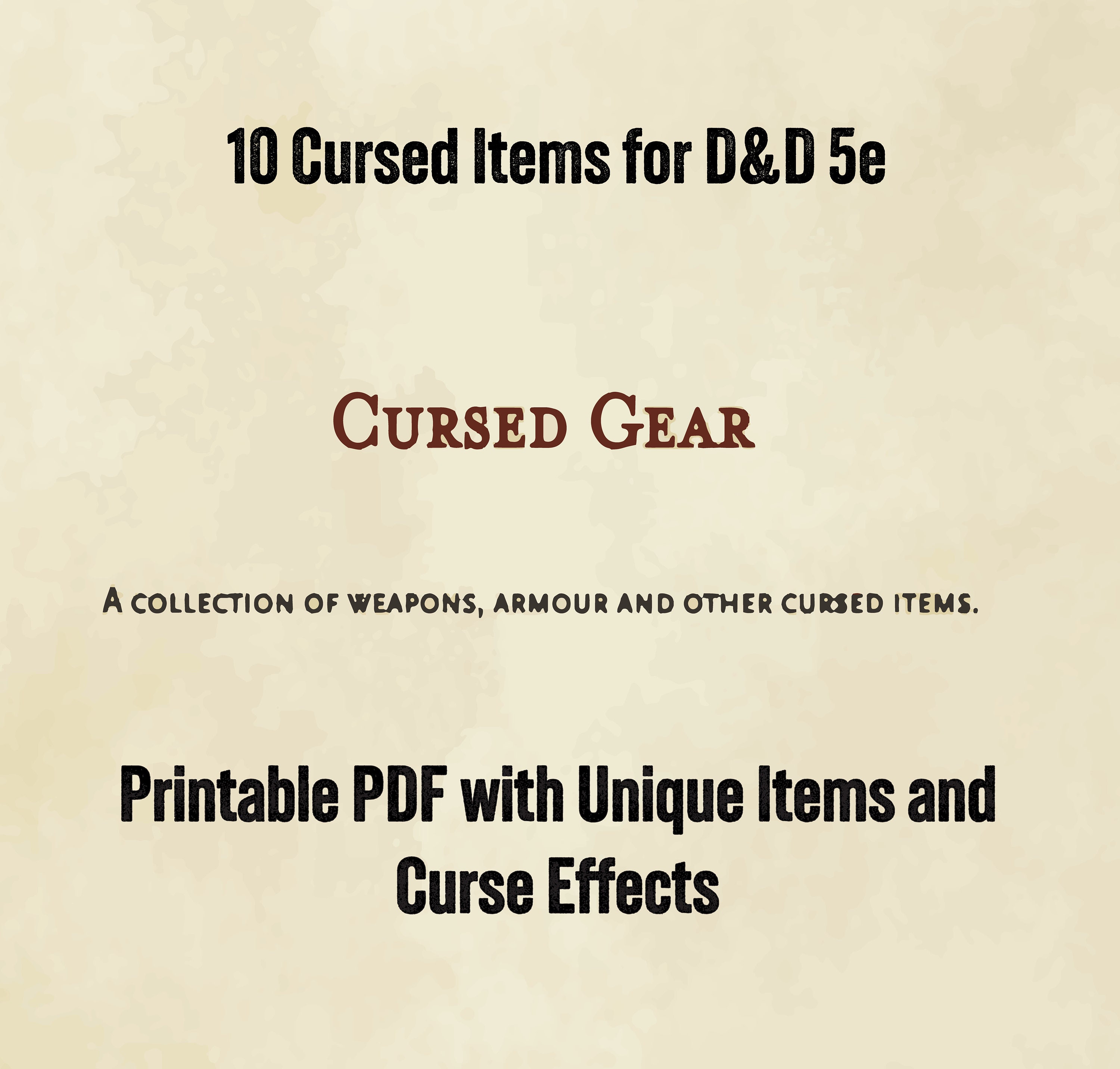 10 Cursed Items for D&D 5e - Printable PDF With Unique Items and Curse ...