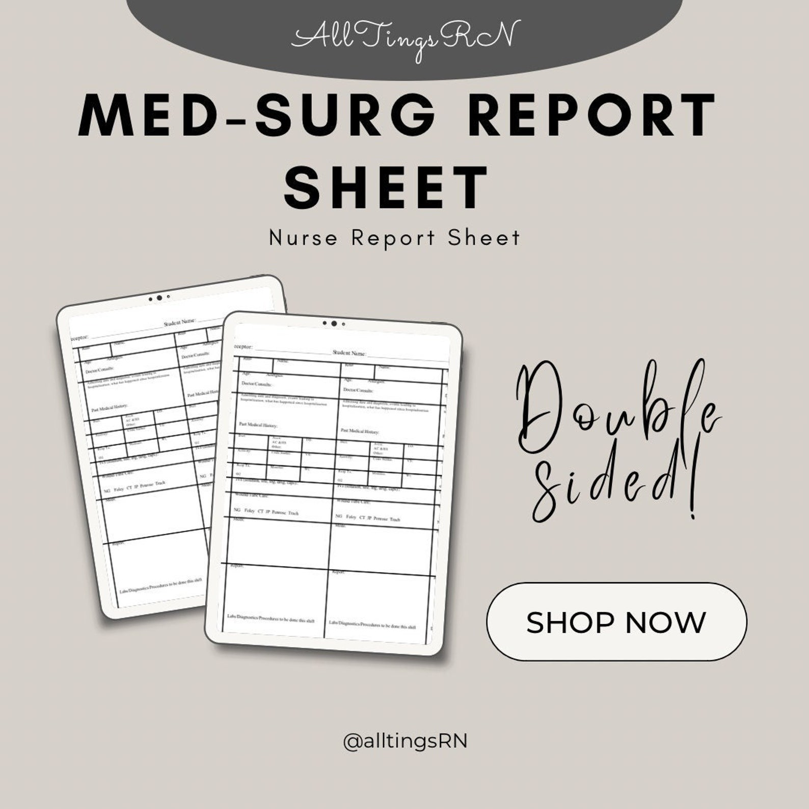 Nurse Report Sheet - Medical Surgical Report Sheet - Etsy