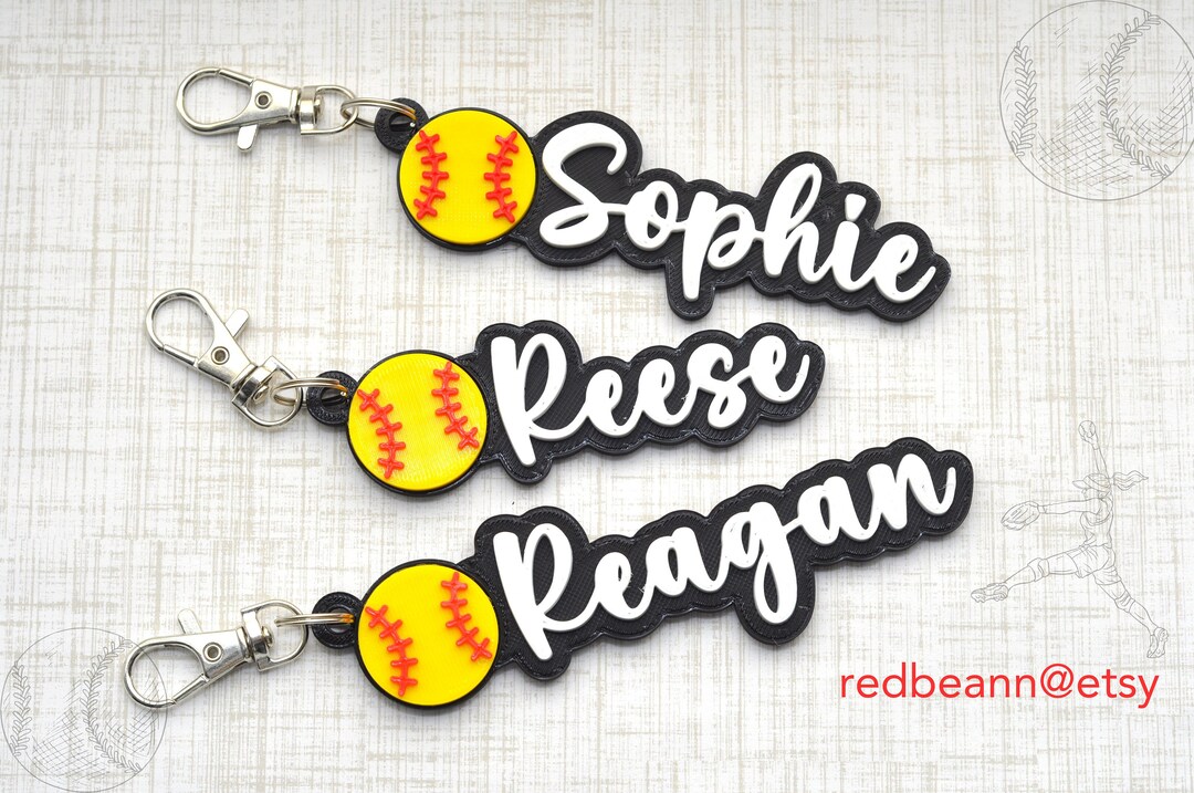 Personalized Softball Bag Tag:custom 3D Printed Personalized Keychain ...