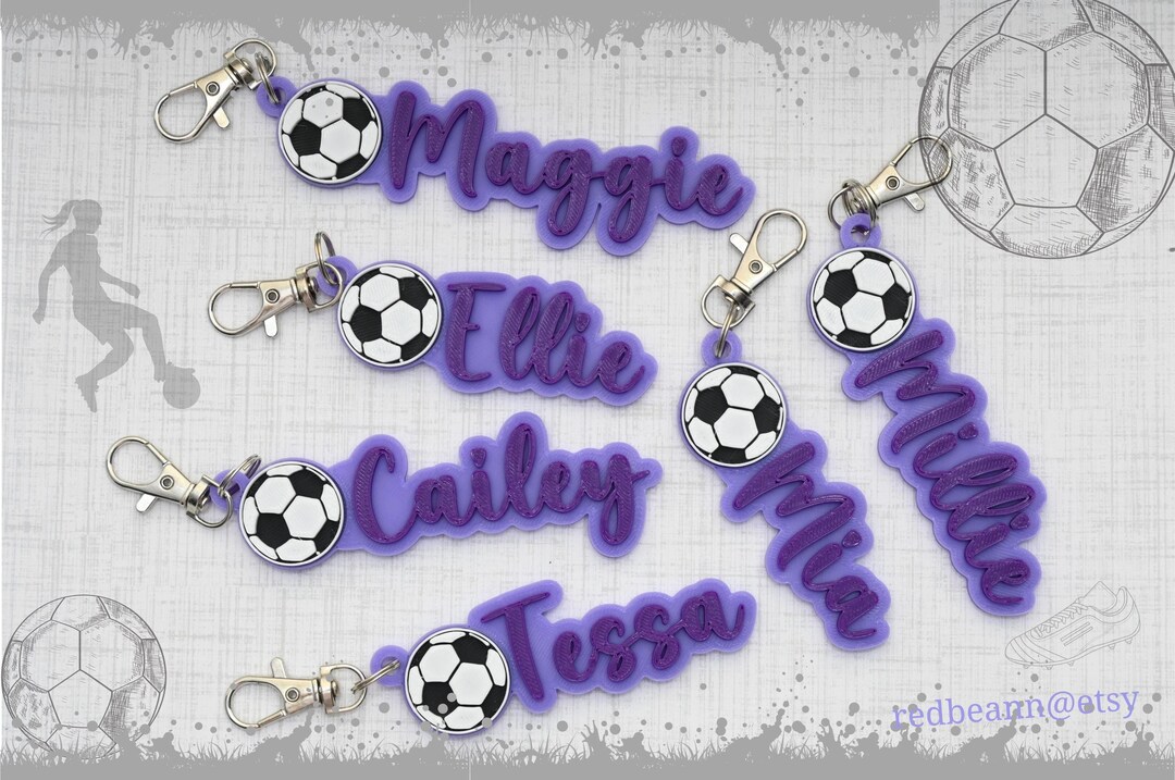 Girls Purple Soccer Name Tag-girls Soccer Bag Tag Personalized-soccer ...