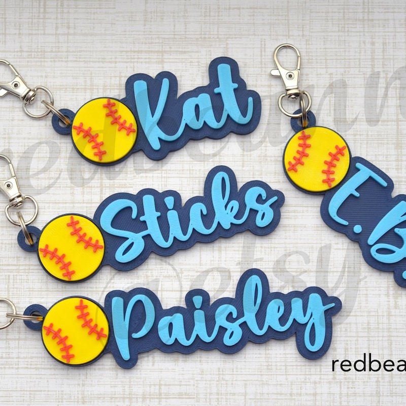 Ribbon Softball Bag Tags - Etsy