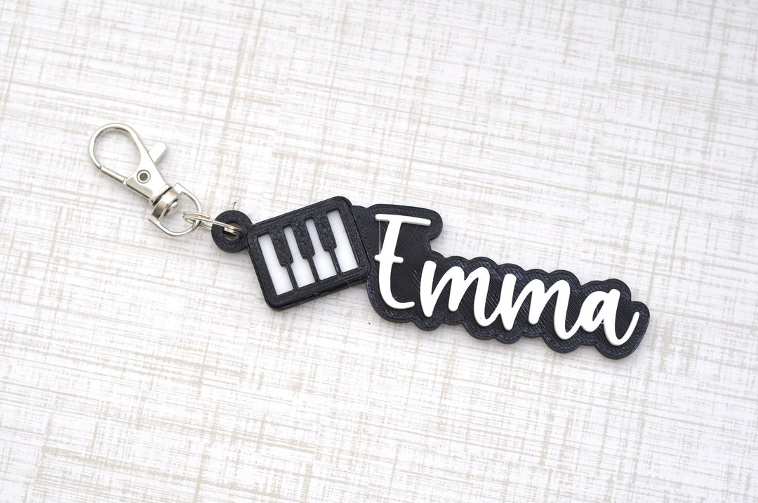 Personalized Piano Keychain: Musical Instrument Name Tag - Etsy