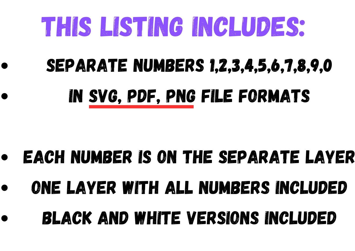 Number Templates Grouped on ONE Single Sheet - Black Bold With Outline ...