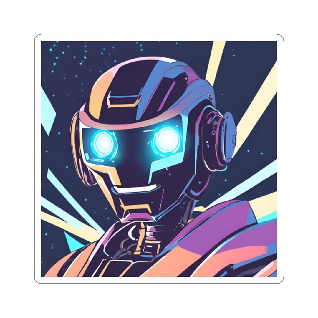 Sticker of Robot Galaxy, Space Decals, Sci-fi Laptop Stickers, Cute ...
