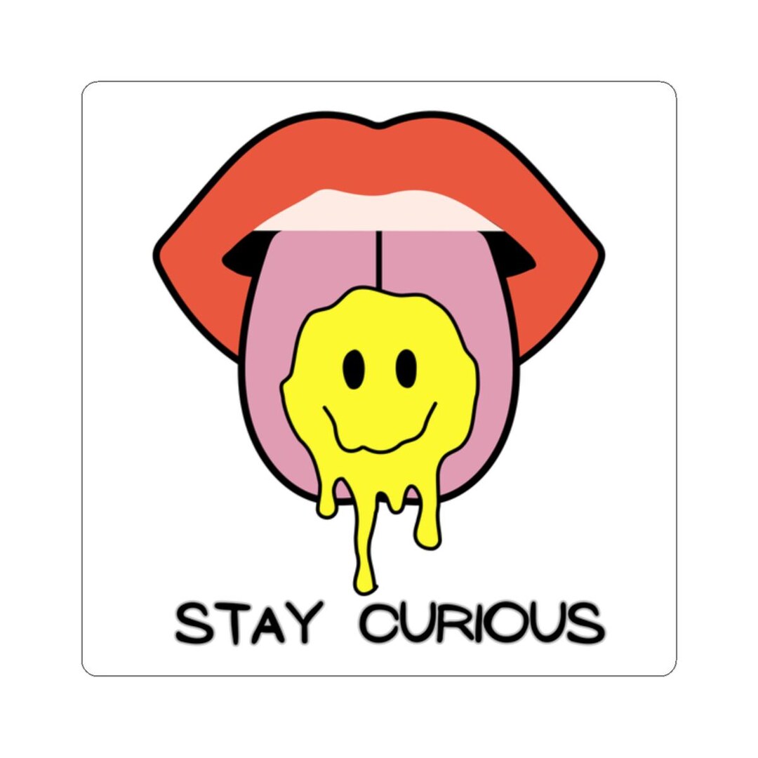 Sticker Trippy Smiley Face 'stay Curious' Kiss-cut Stickers ...