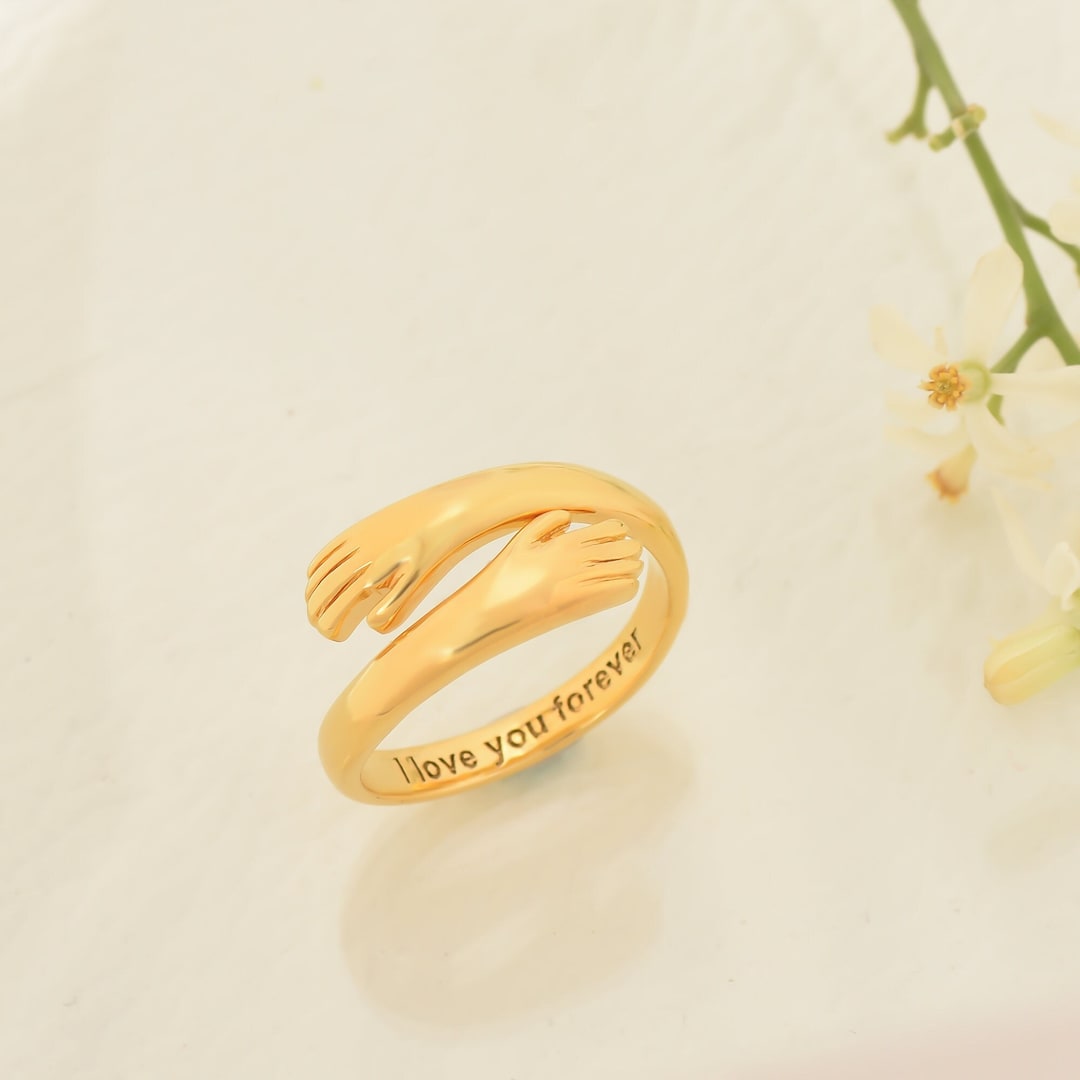 Personalized Sterling Silver Hug Ring: Engraved Couple's Gift - Etsy