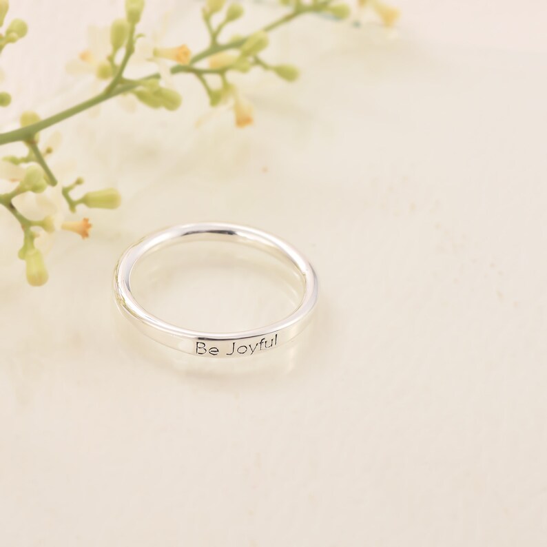 14K Gold Custom Engraved Ring Stackable Name Ring Dainty - Etsy