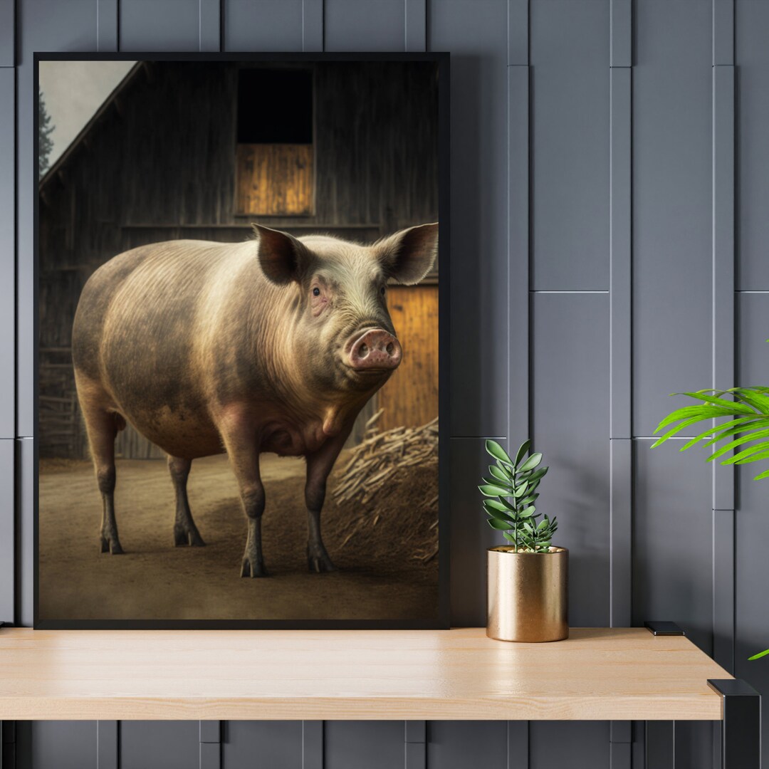 Pig - Rustic Barn Art, Farm Prints, Farm Animal Art, Digital (JPEG ...