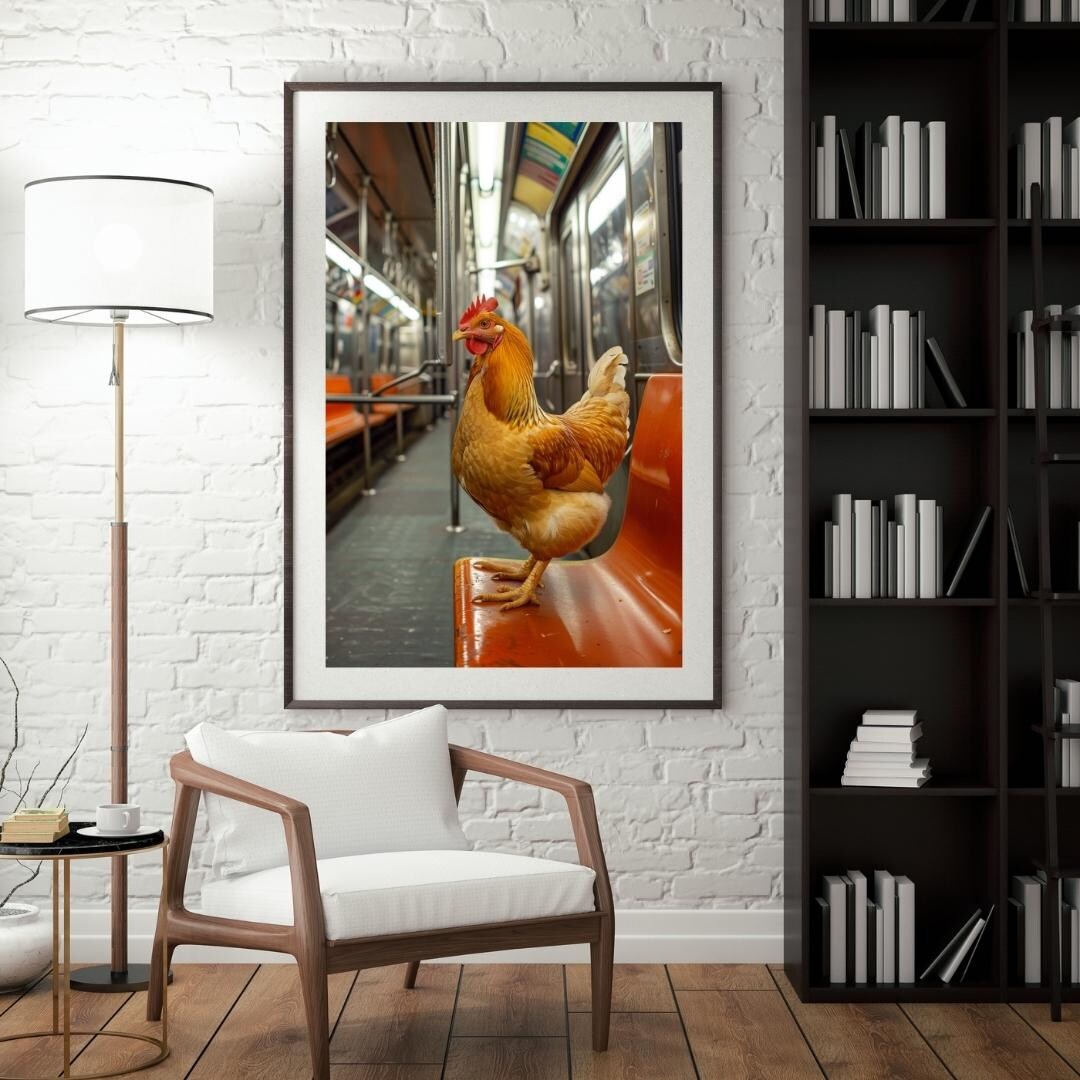 Funny Chicken Digital Art Print - Farmhouse Rustic Decor, Instant JPEG ...