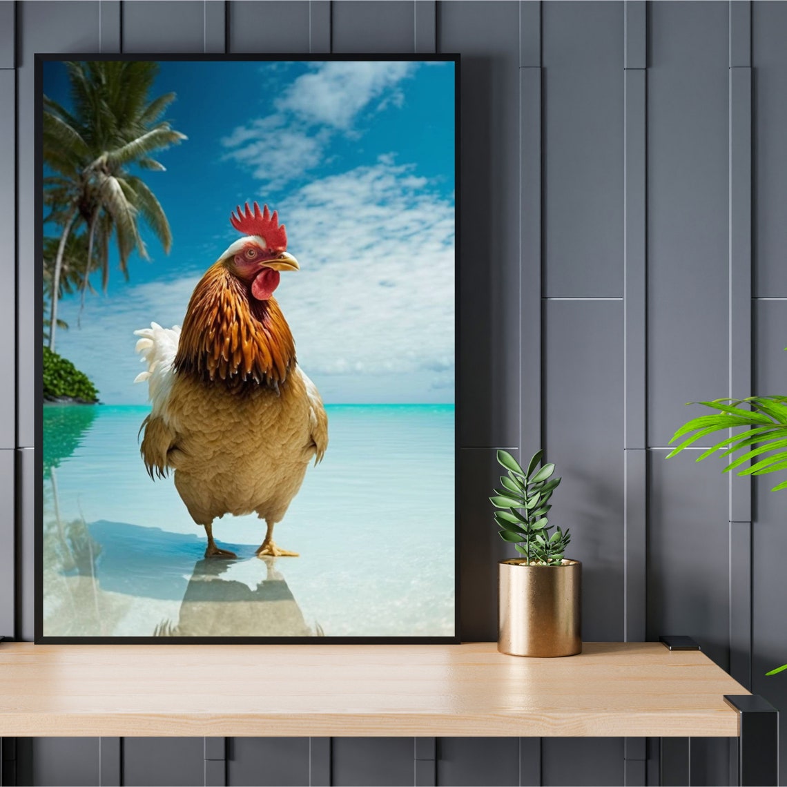 Chicken– Palm Trees, Beach Art, Beach Décor, Digital (JPEG) Download ...