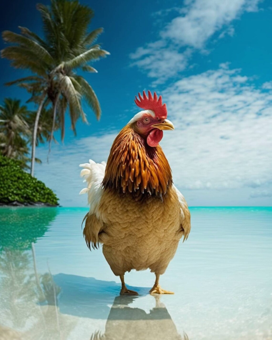 Chicken– Palm Trees, Beach Art, Beach Décor, Digital (JPEG) Download ...