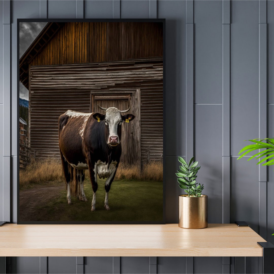 Cow - Rustic Barn Art, Farm Prints, Farm Animal Art, Digital (JPEG ...