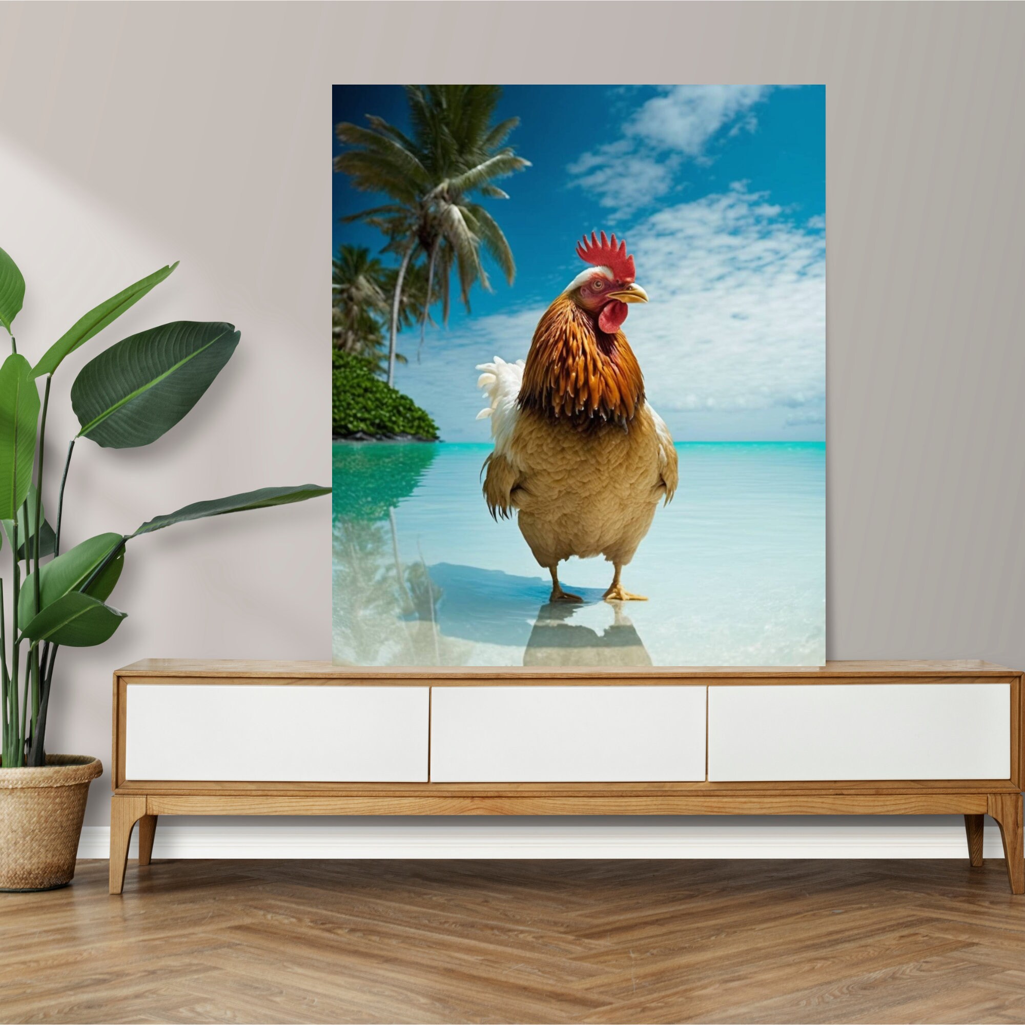 Chicken– Palm Trees, Beach Art, Beach Décor, Digital (JPEG) Download ...
