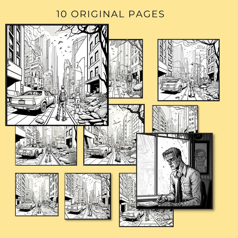 Adult Coloring Pages of a Post Apocalyptic World City Vegetation ...