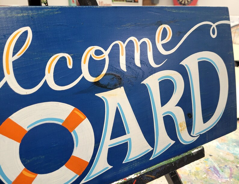 Hand Painted Welcome Aboard Sign. - Etsy