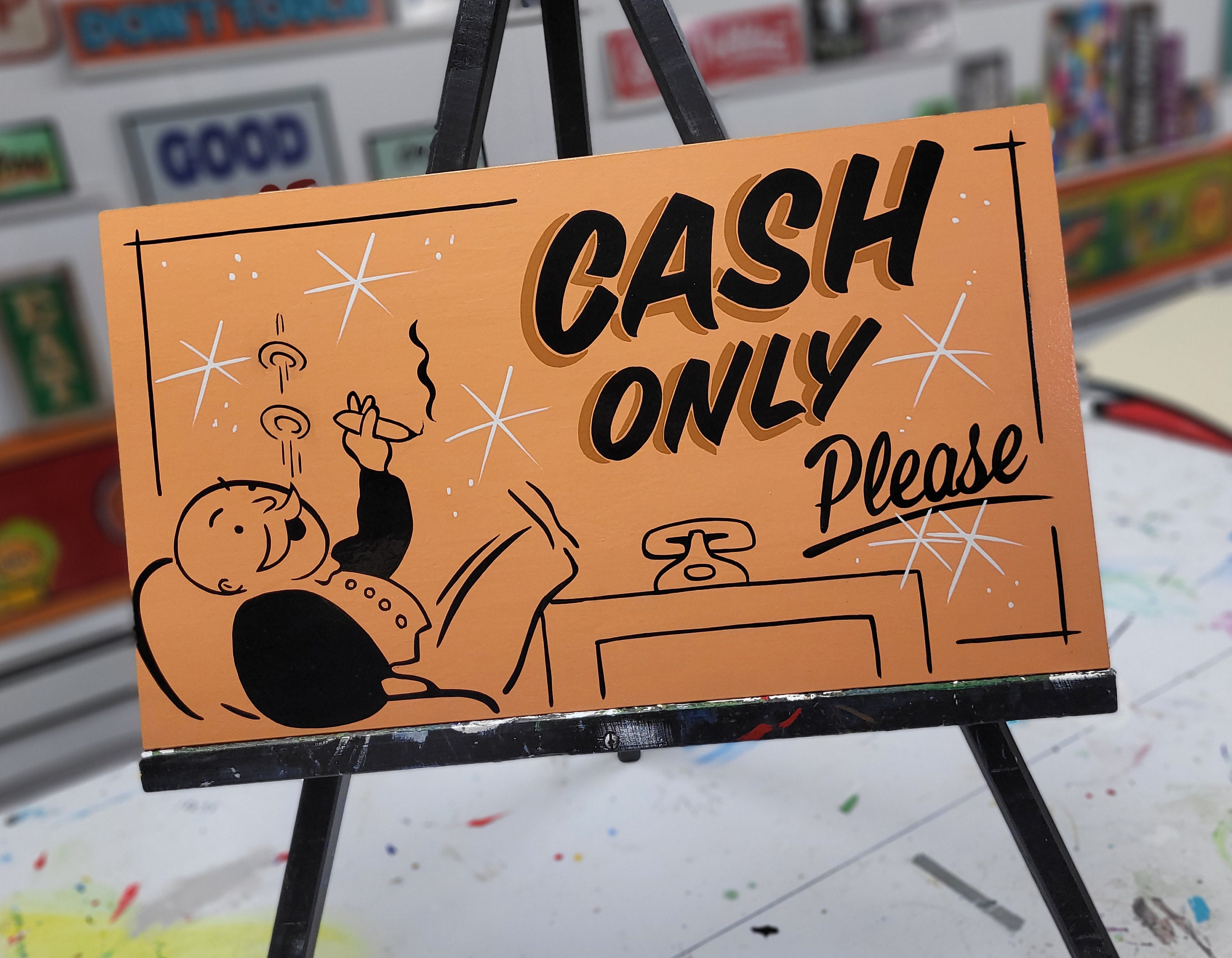 Hand Painted Monopoly Themed Cash Only Sign. - Etsy