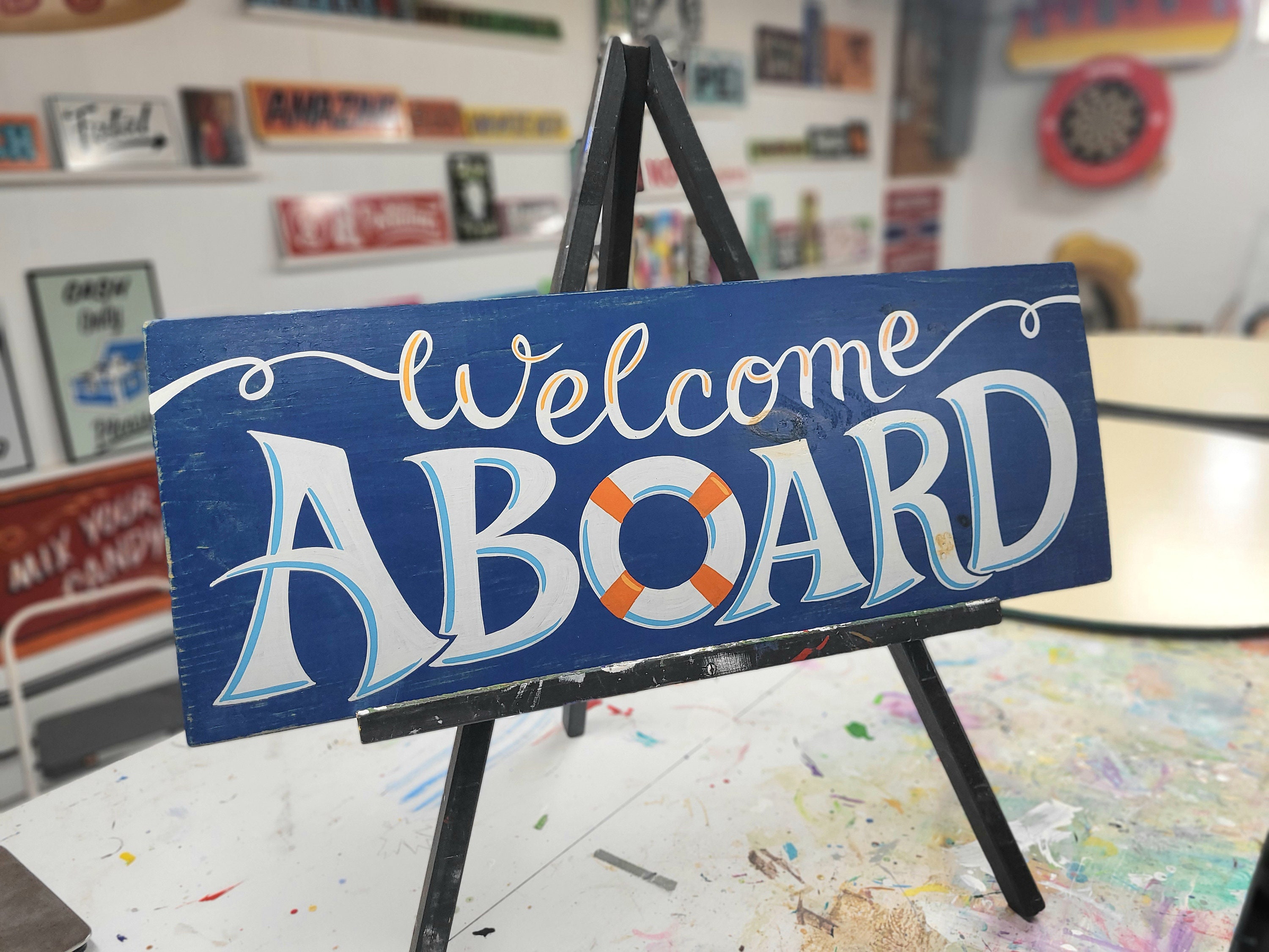 Hand Painted Welcome Aboard Sign. - Etsy