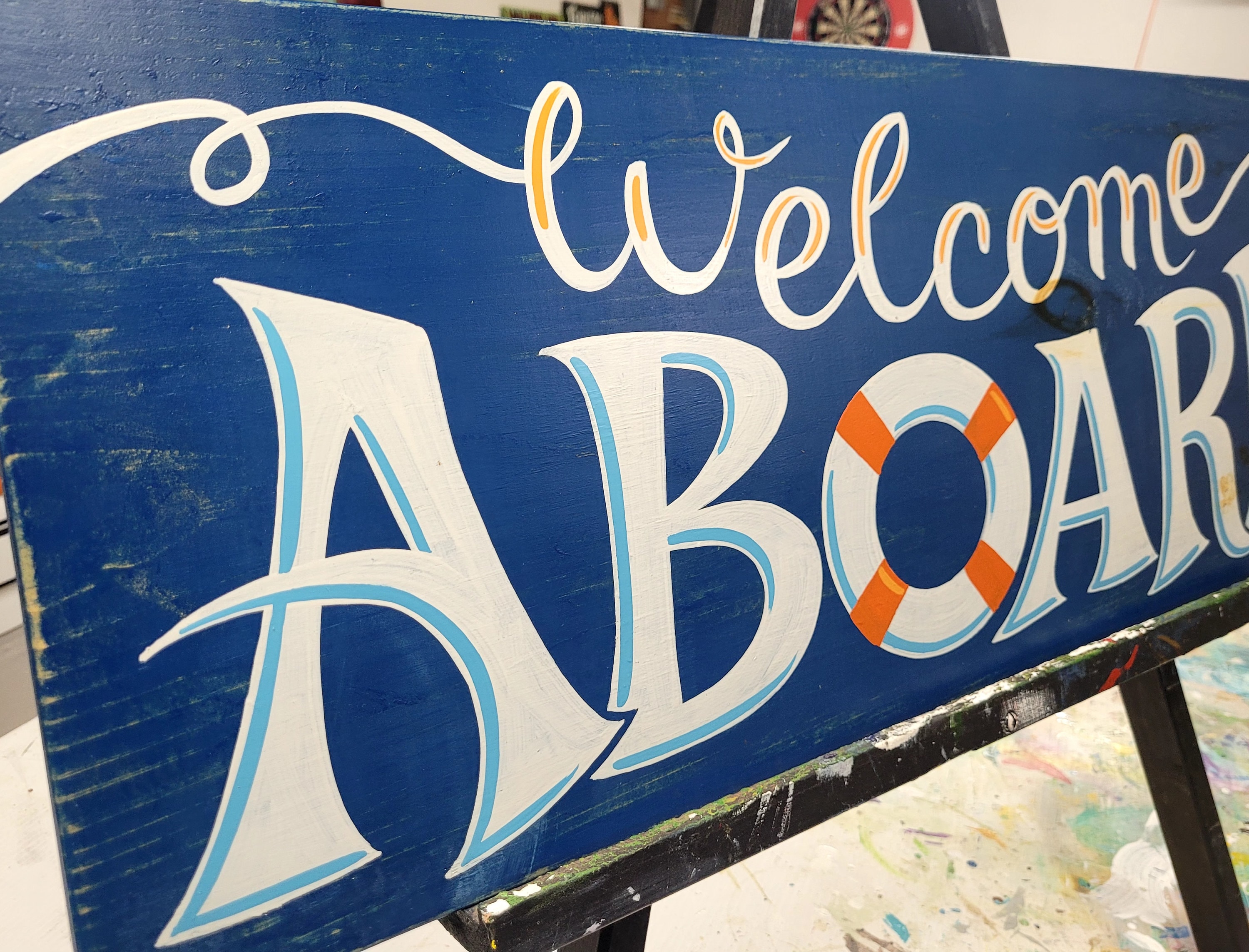 Hand Painted Welcome Aboard Sign. - Etsy