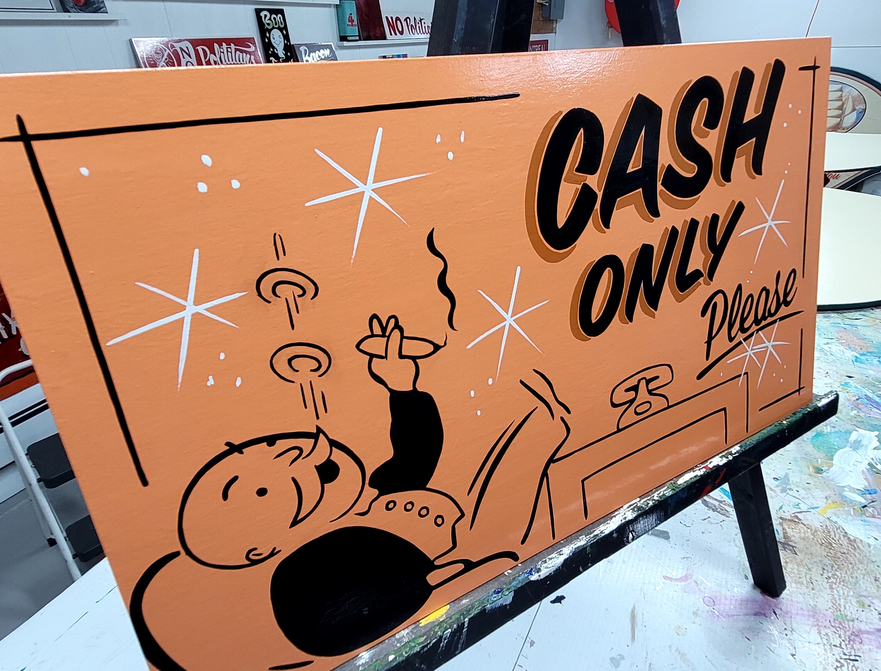 Hand Painted Monopoly Themed Cash Only Sign. - Etsy