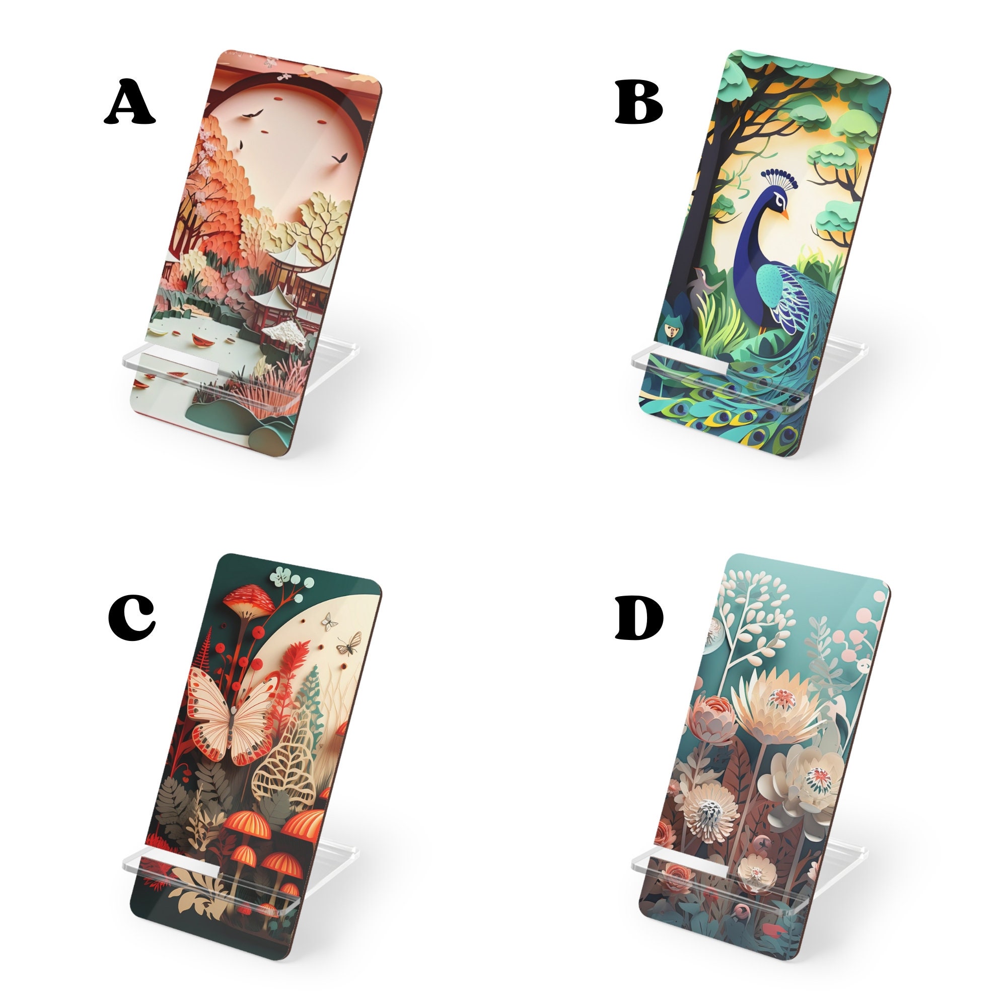 3D Paper Cut Design Cell Phone Stand Desk Accessory Office - Etsy