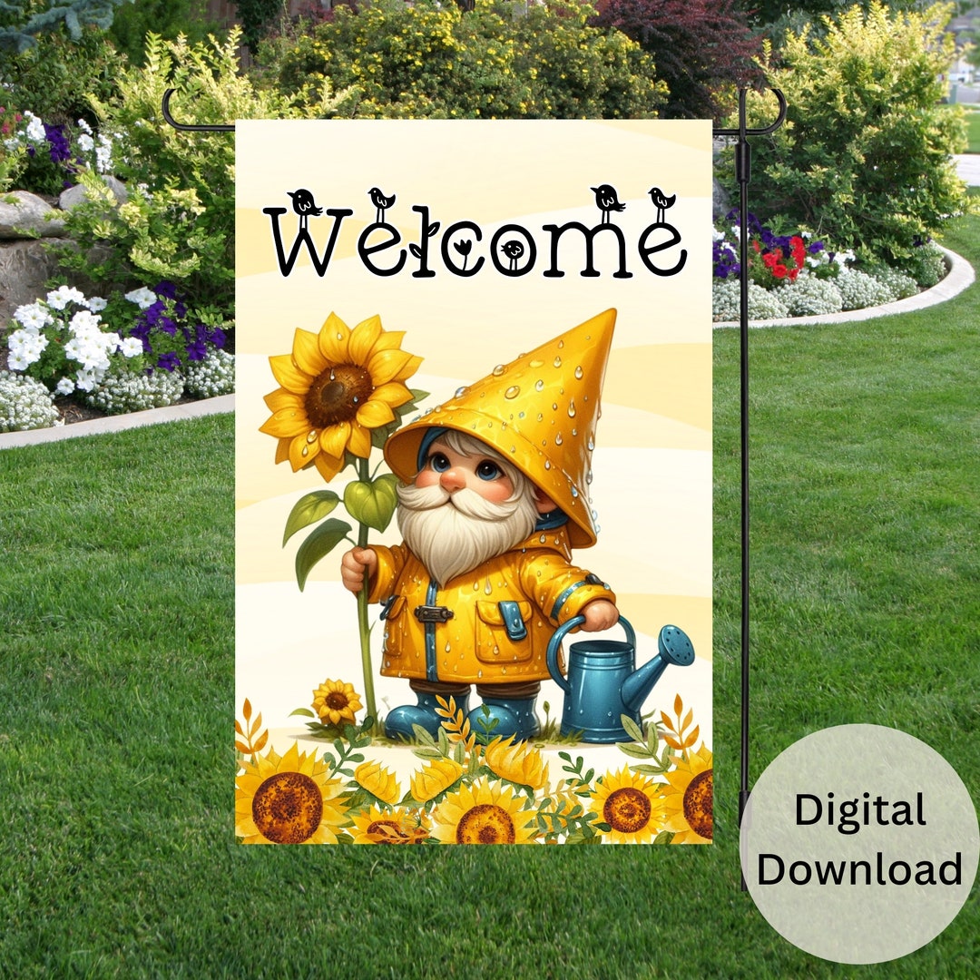 Cute Gnome Welcome Garden Flag Sublimation Design-digital Download ...