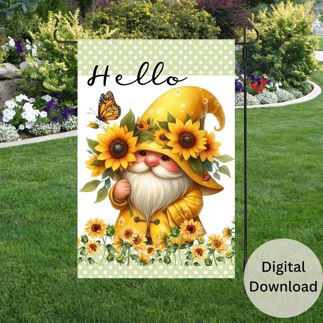 Cute Gnome Welcome Garden Flag Sublimation Design-digital Download ...