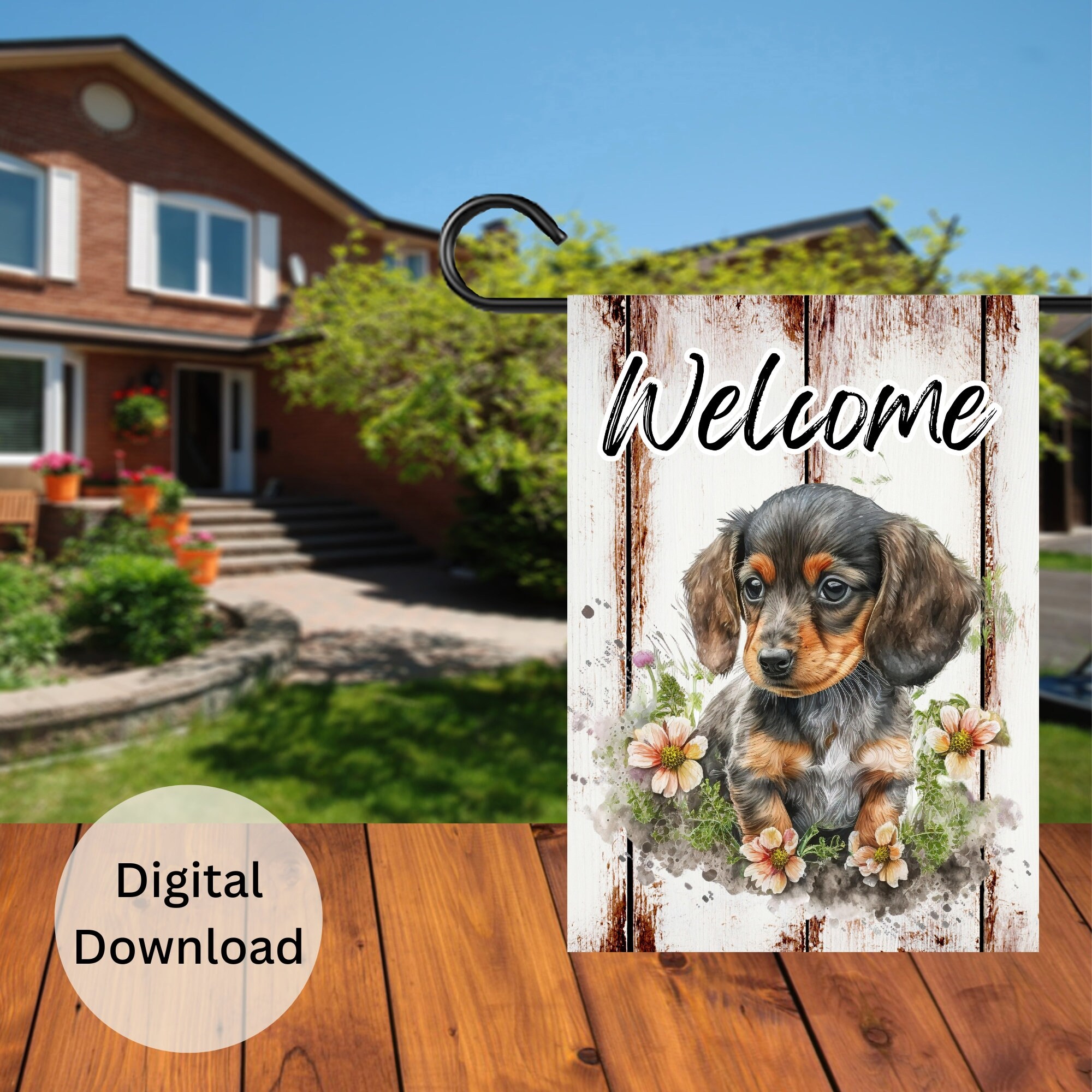 Dachshund Welcome Garden Flag Sublimation Design-digital - Etsy