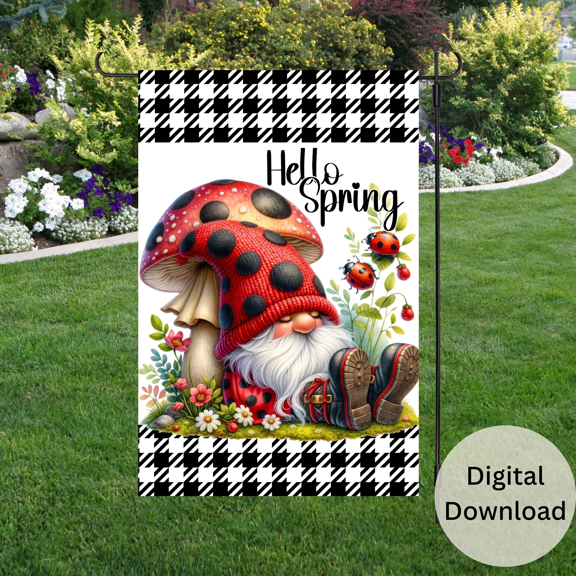 Cute Gnome Welcome Garden Flag Sublimation Design-digital Download ...