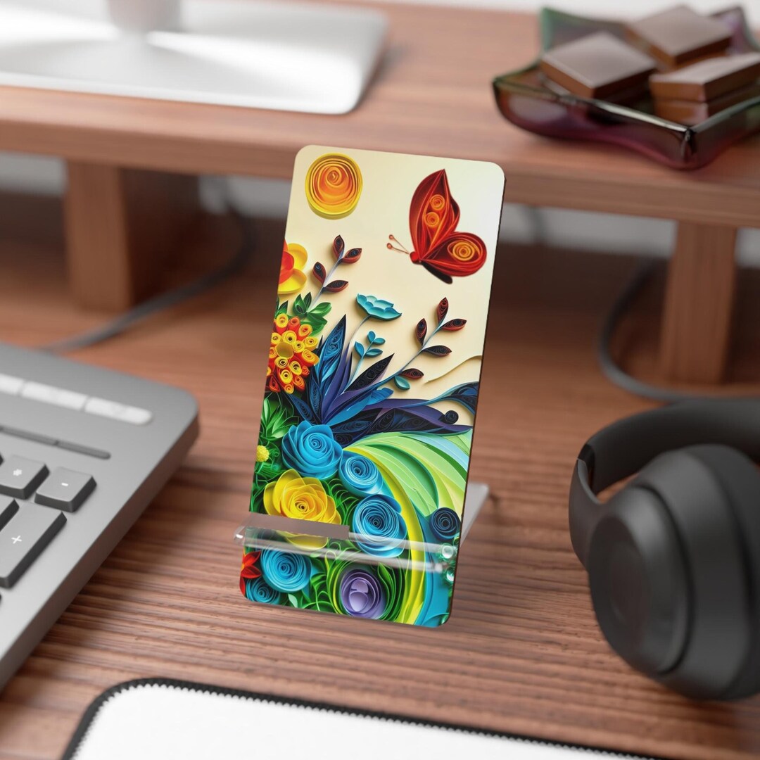3D Paper Cut Design Cell Phone Stand, Desk Accessory, Office Decor ...