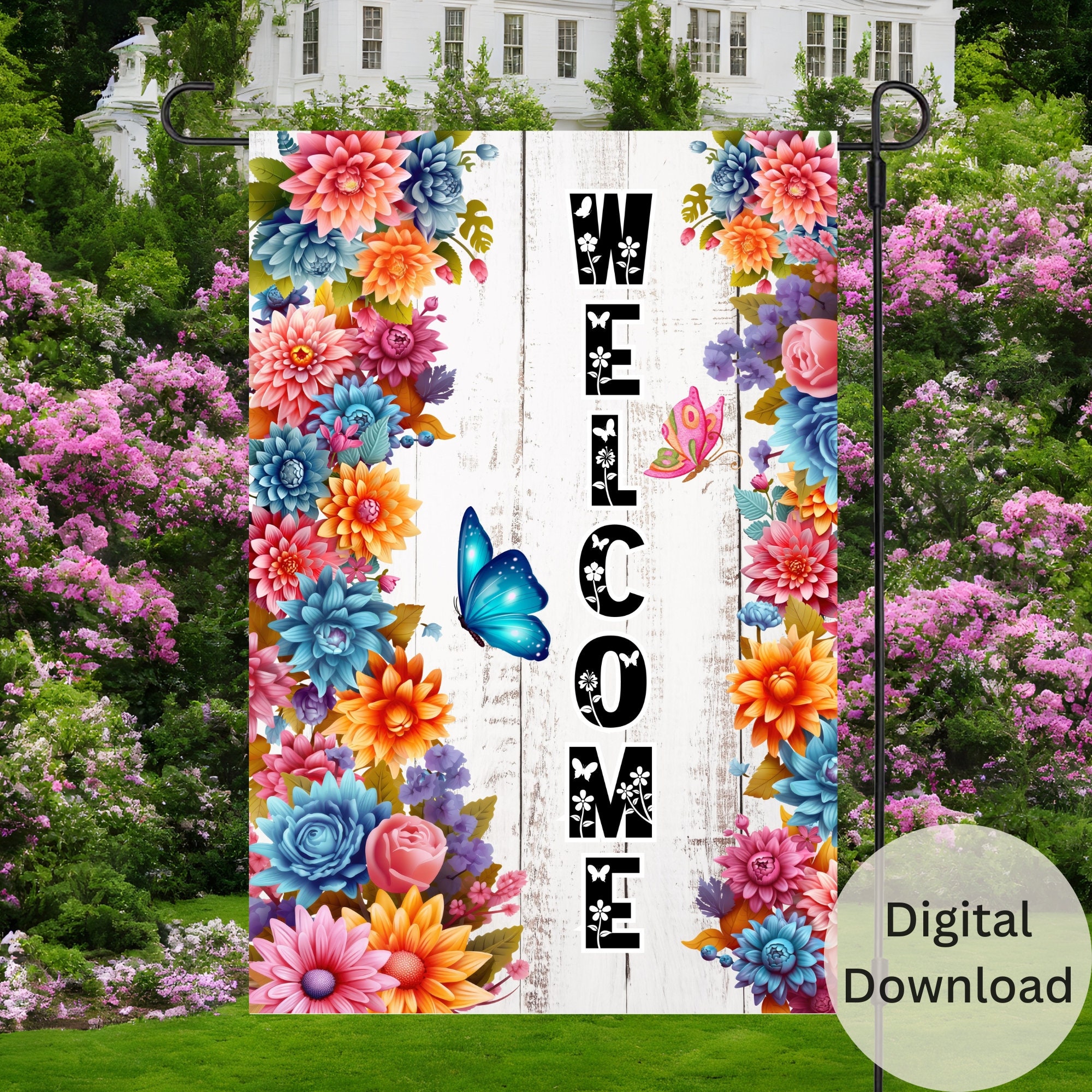 3D Flower Sublimation Garden Flag Design-digital Download, Welcome ...