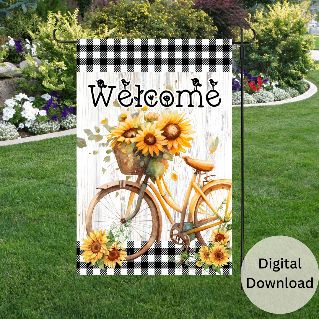 Sunflowers Welcome Garden Flag Sublimation Design-digital Download ...