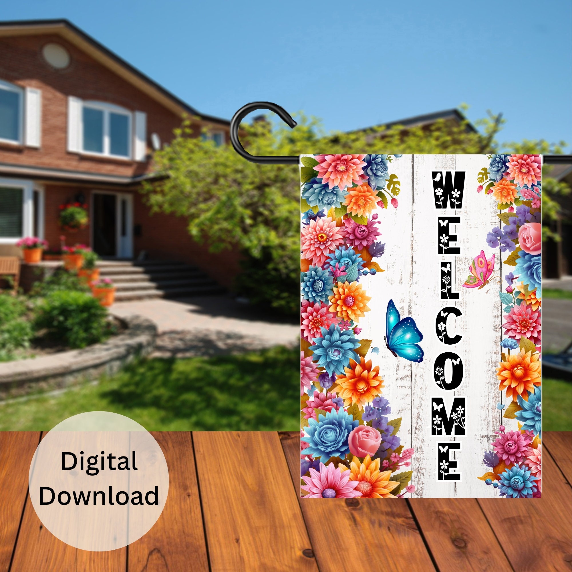 3D Flower Sublimation Garden Flag Design-digital Download, Welcome ...