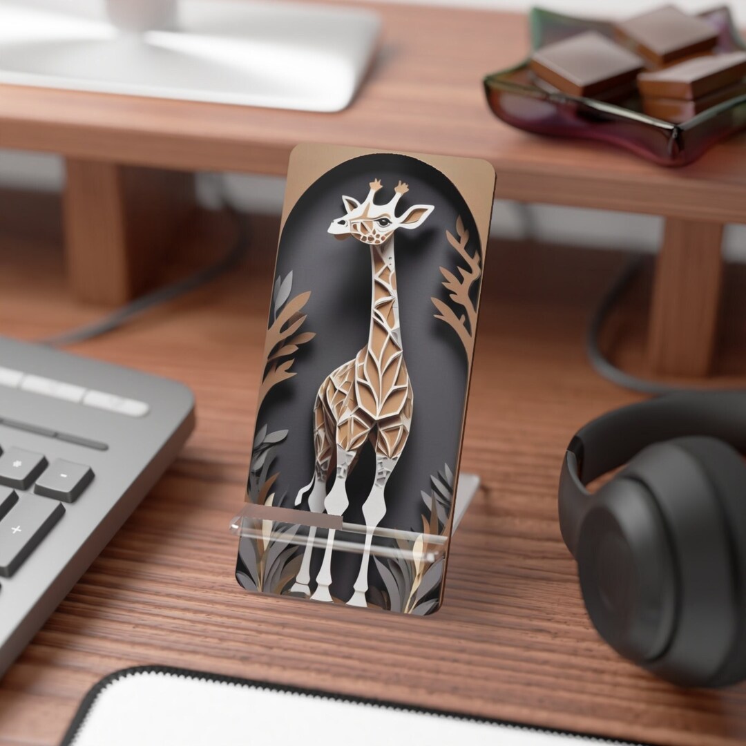3D Paper Cut Giraffe Design Phone Stand, Desk Accessory, Office Decor ...