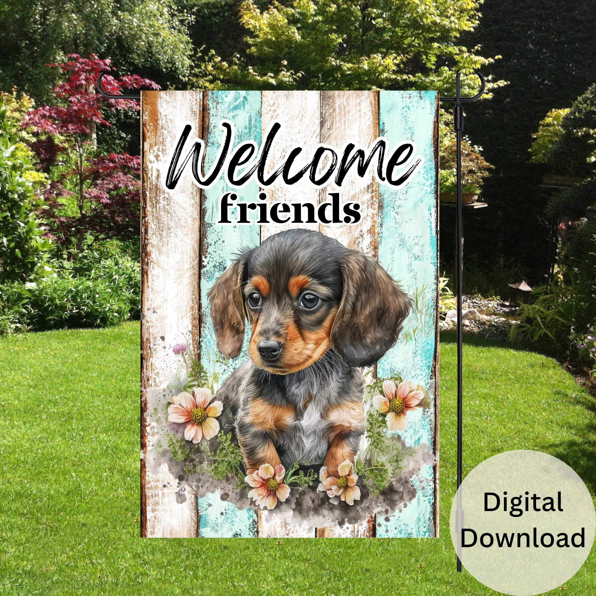 Dachshund Welcome Friends Garden Flag Sublimation - Etsy