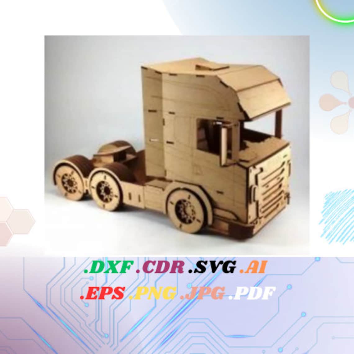 Tractor Truck Cnc Laser Cut 3D Model Puzzle Retro Car Laser Cut Files ...