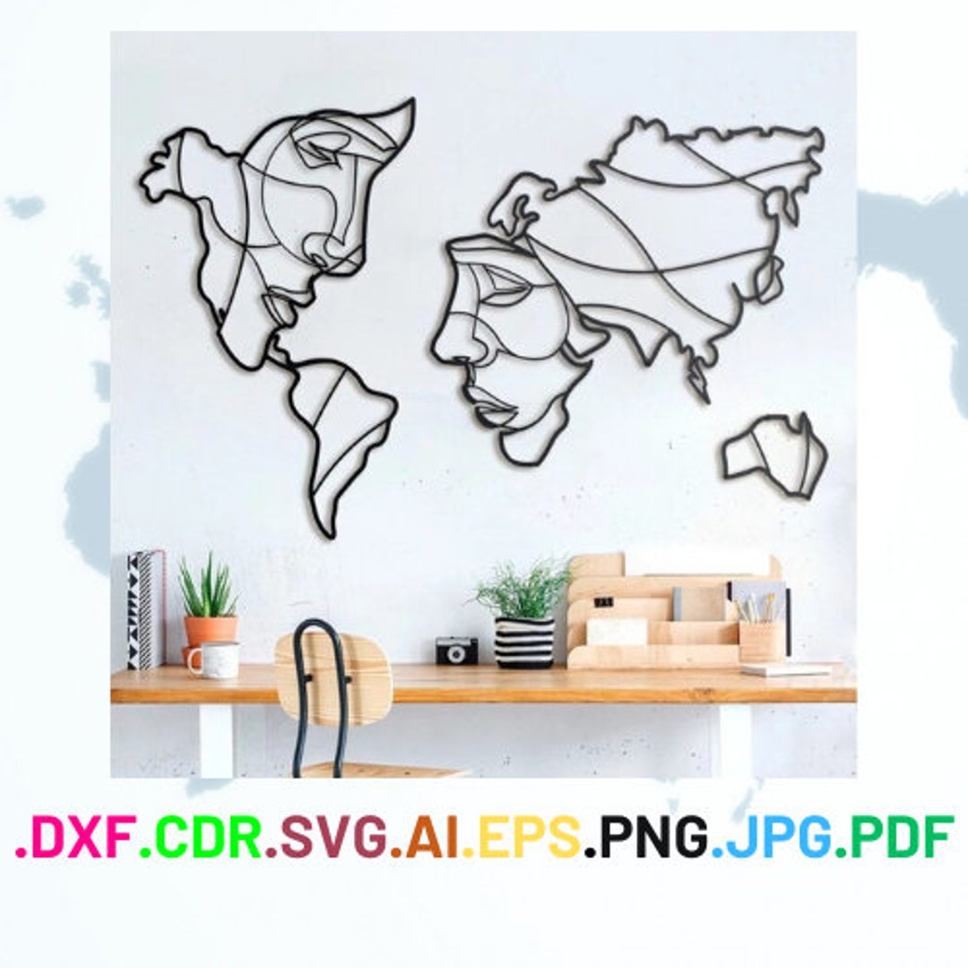 Faces World Map Wall Decor | Faces Wall Art | World Map Wall Art | Wood ...