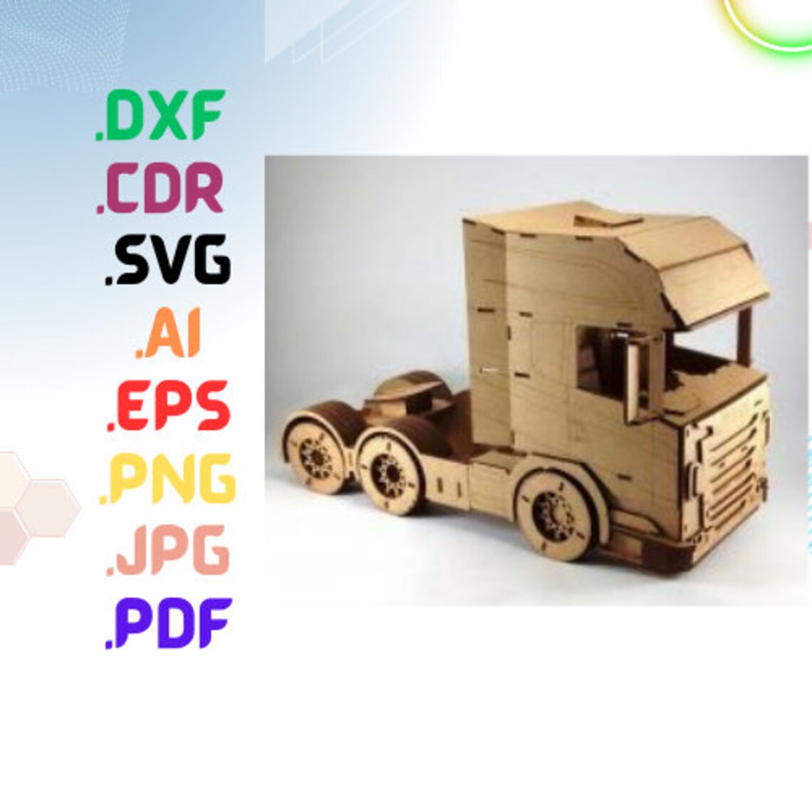 Tractor Truck Cnc Laser Cut 3D Model Puzzle Retro Car Laser Cut Files ...