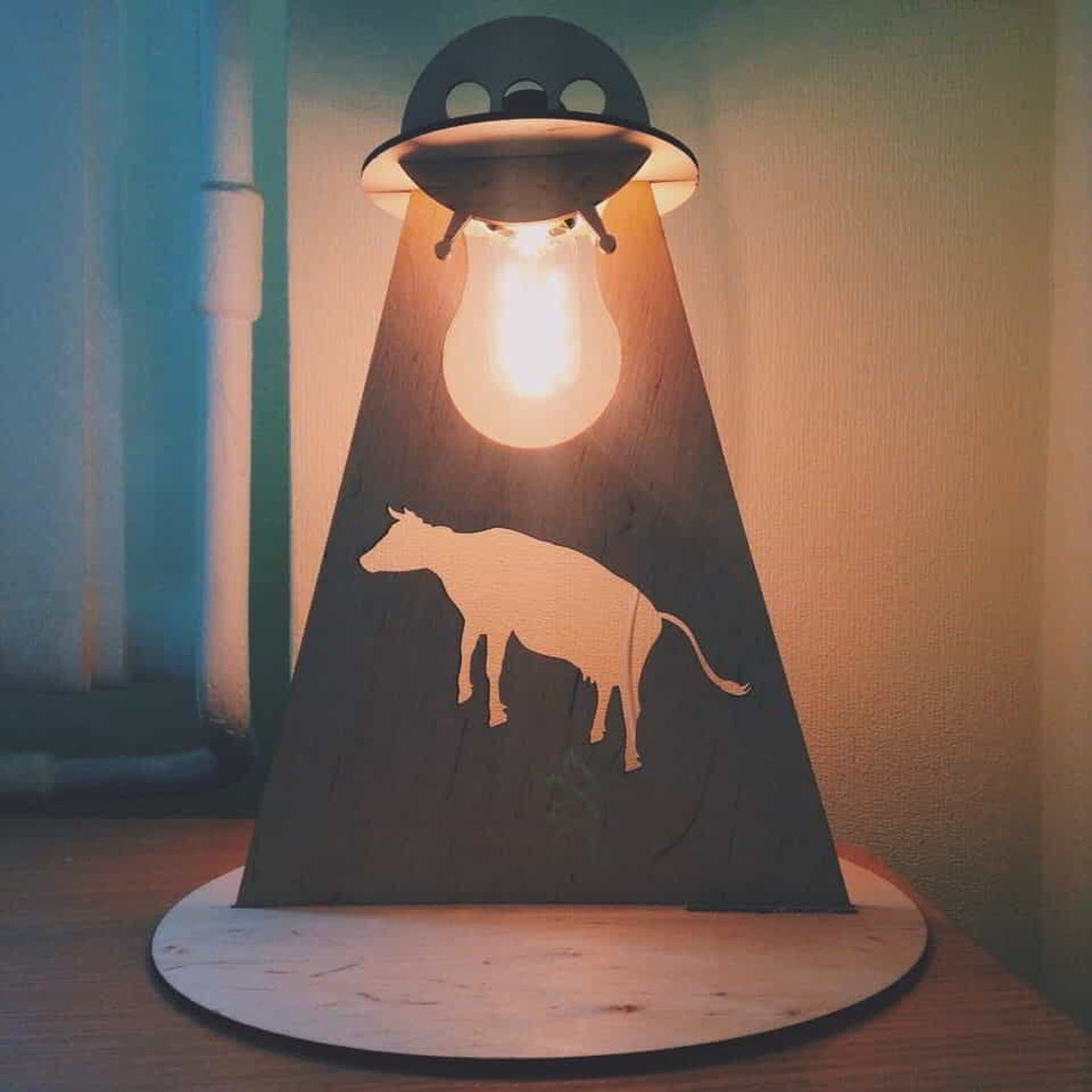 Cow Table Lamp Design Night Light Lamp Vector Plywood - Etsy