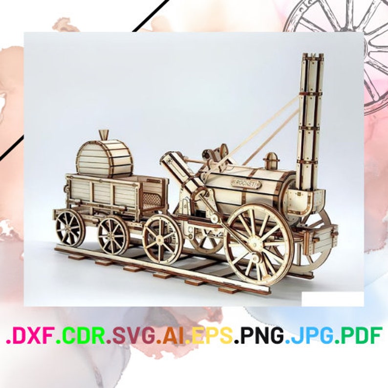 Wooden Train Locomotive - Laser Cut Files SVG DXF CDR Vector Plans, Files Instant Download, Cnc ...