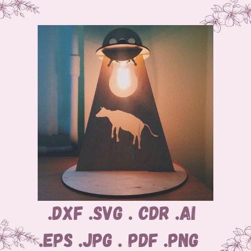 Cow Table Lamp Design Night Light Lamp Vector Plywood - Etsy