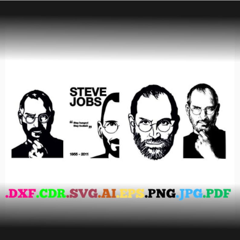 Steve Jobs Sticker Stencil Line Art Free Vector - Etsy