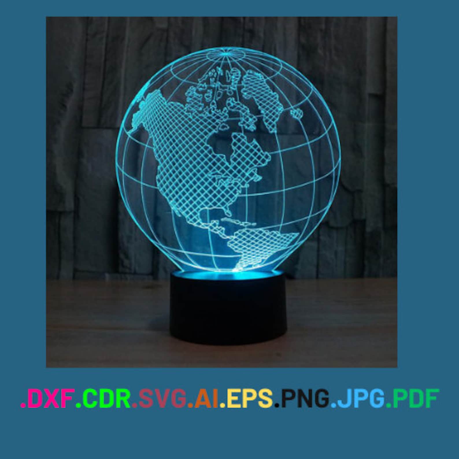 Planet Earth 3d Illusion Acrylic Lamp Free CDR Vectors File - Etsy