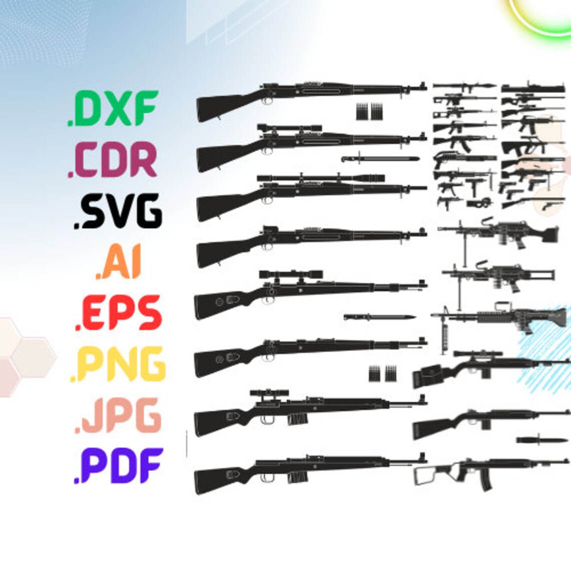 Weapons Silhouettes Guns SVG , Weapon SVG, Guns Silhouette ,SVG Cut ...