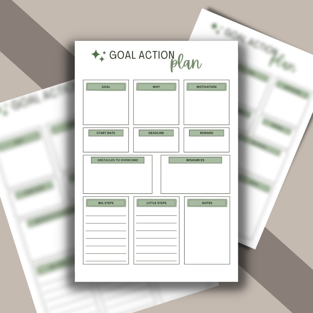 PRINTED A5 Goal Action Plan Inserts Goals A5 Planner Inserts Printed ...