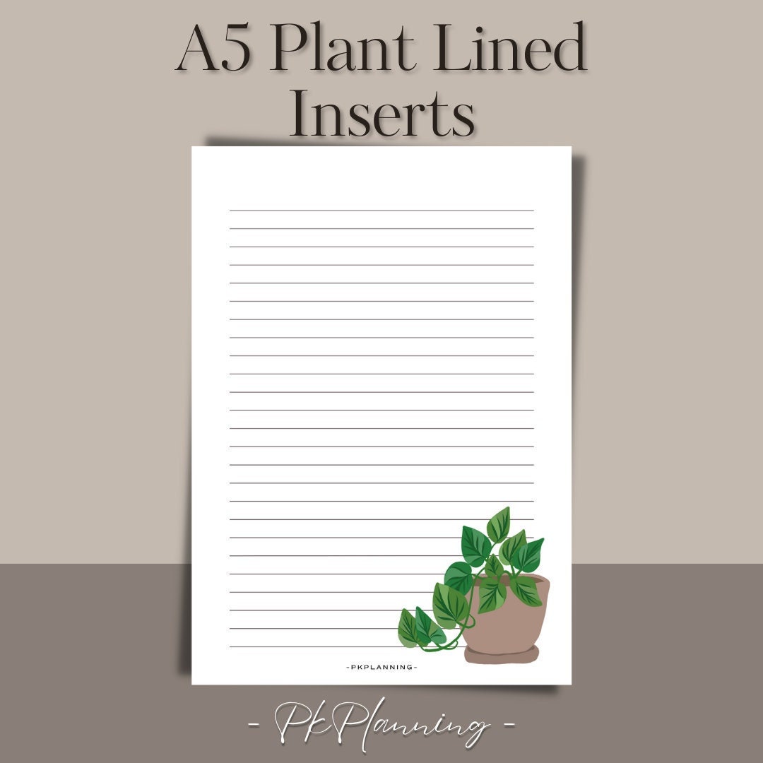 PRINTED A5 Plant Lined Inserts Plant Note Insert A5 Planner Inserts ...