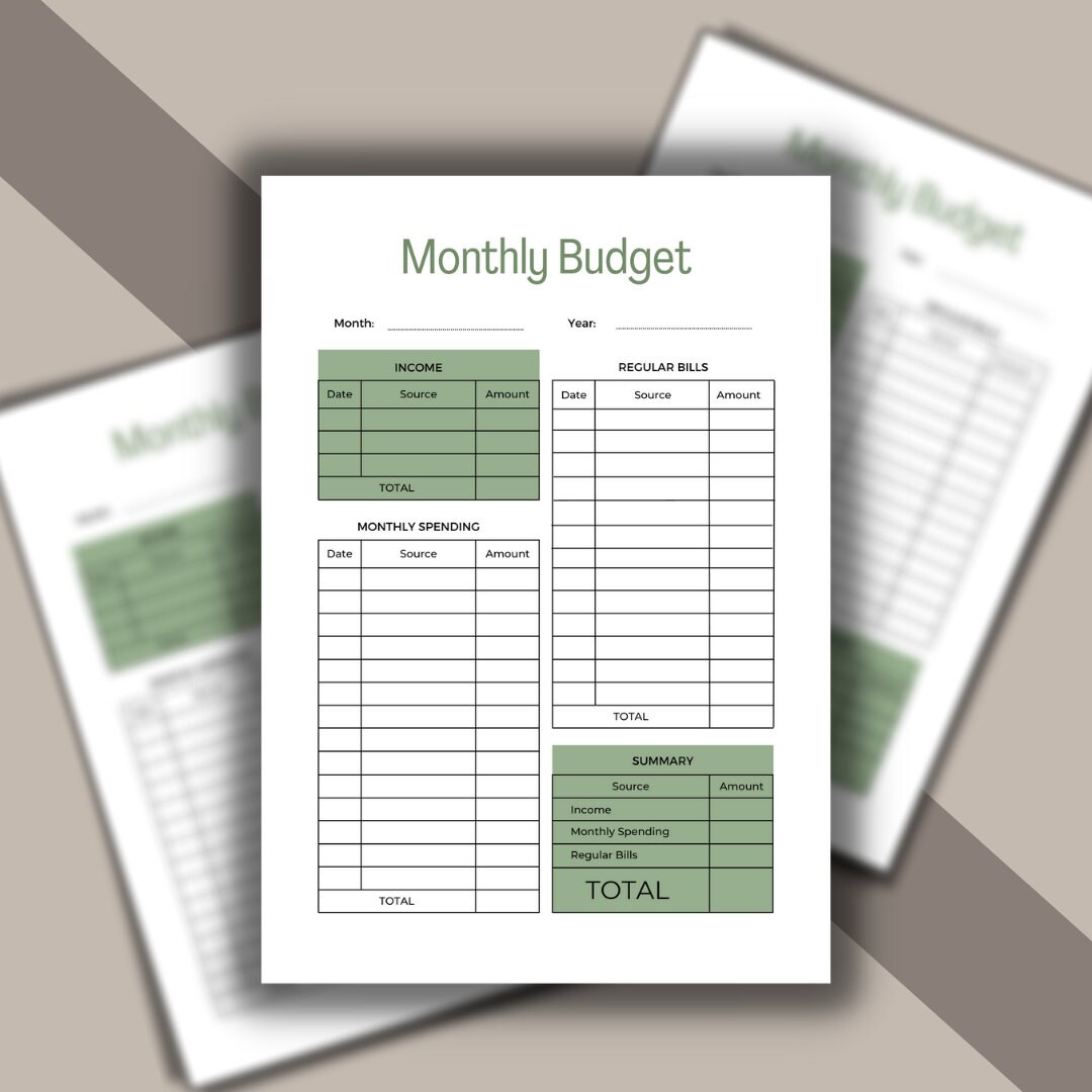 PRINTED A5 Budget Inserts Monthly Budget A5 Planner Inserts Printed ...