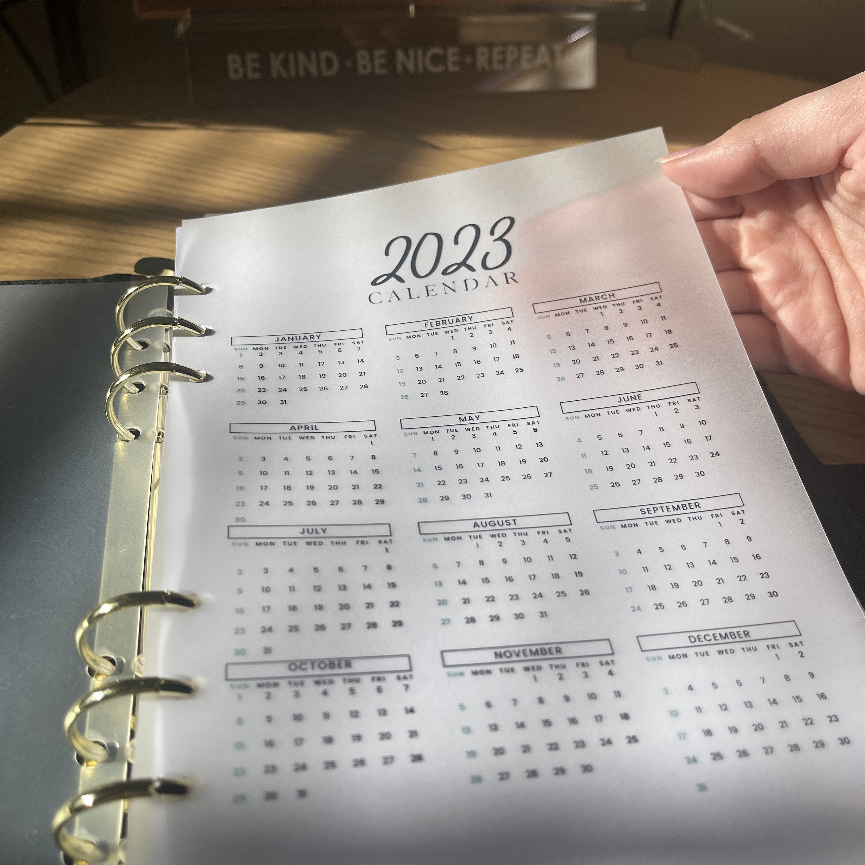PRINTED A5 Vellum Planner Dashboard A5 Transparent Calendar - Etsy