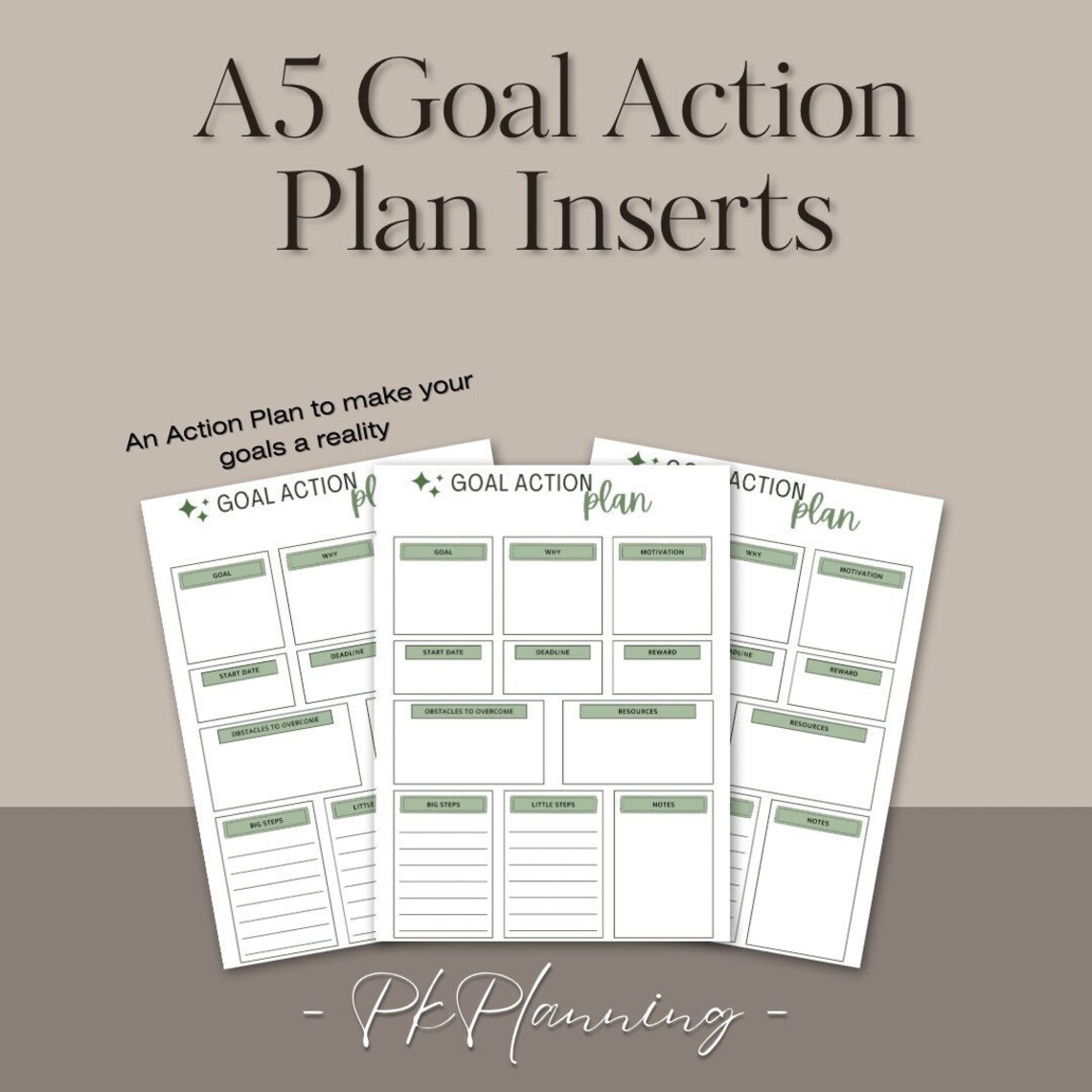 PRINTED A5 Goal Action Plan Inserts Goals A5 Planner Inserts Printed ...