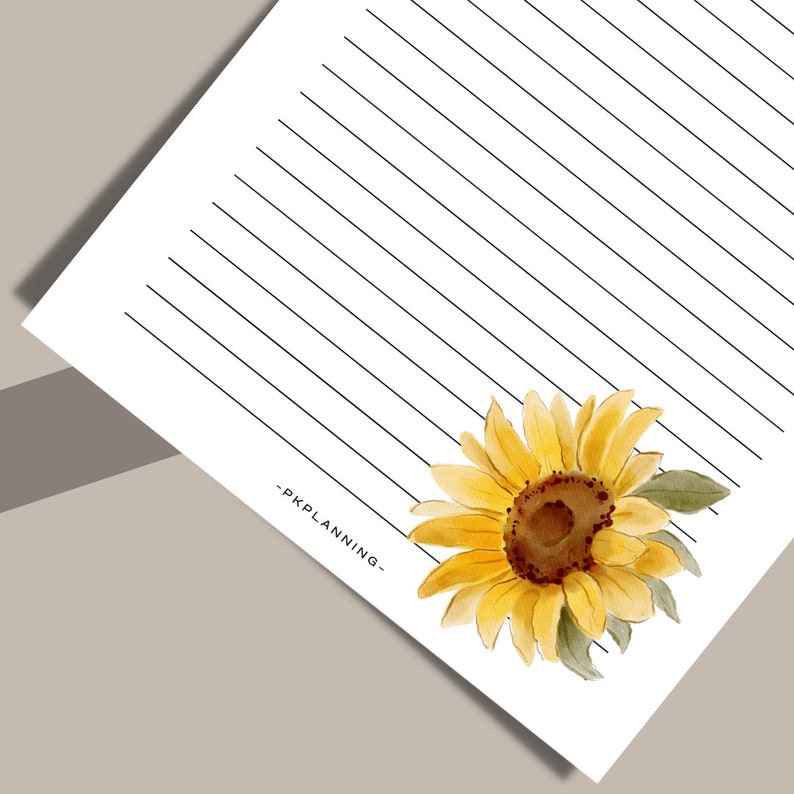 PRINTED A5 Sunflower Lined Inserts Sunflower Note Insert A5 Planner ...